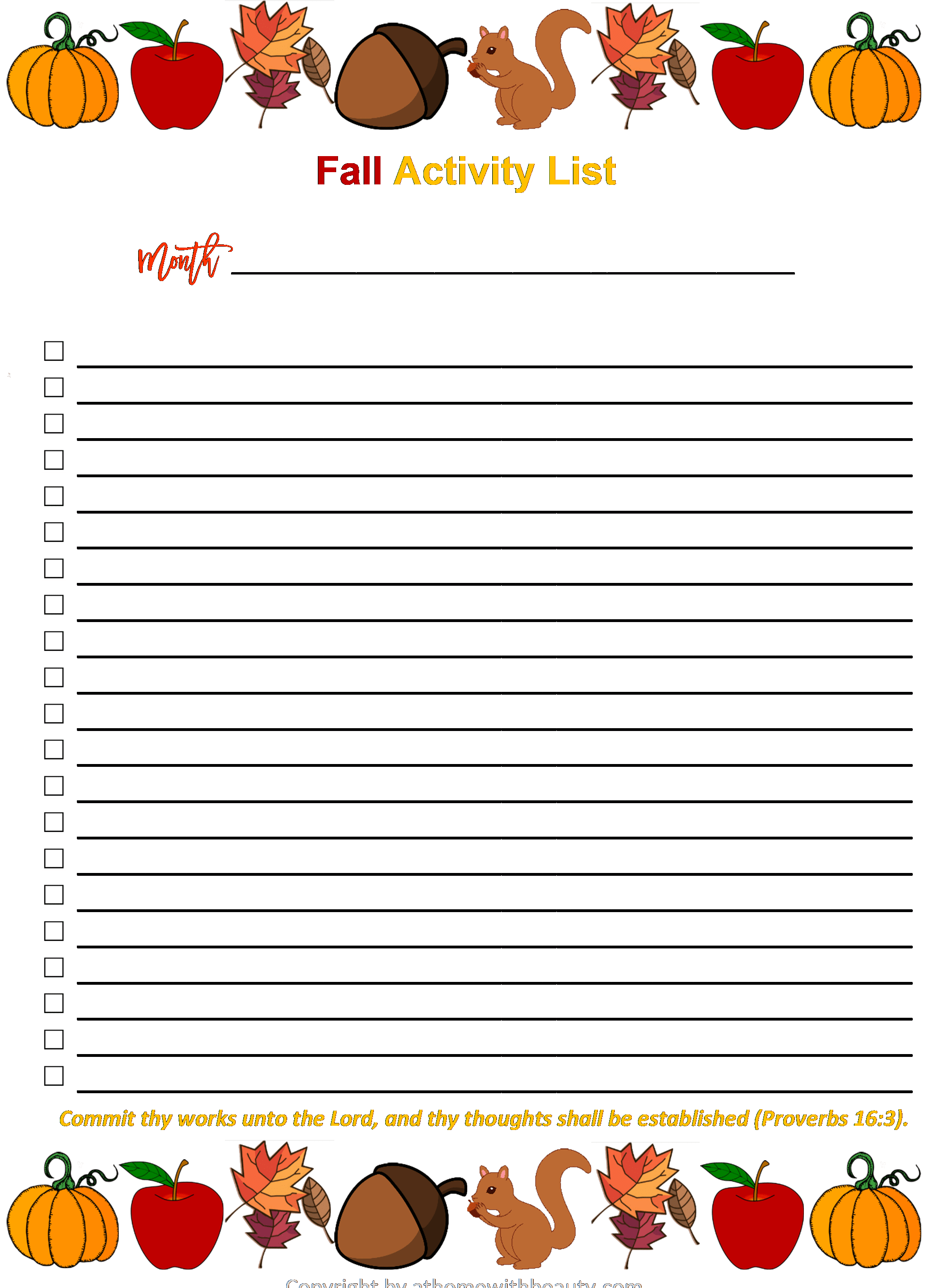 Fall Family Activities with Free Printable – AHWZ