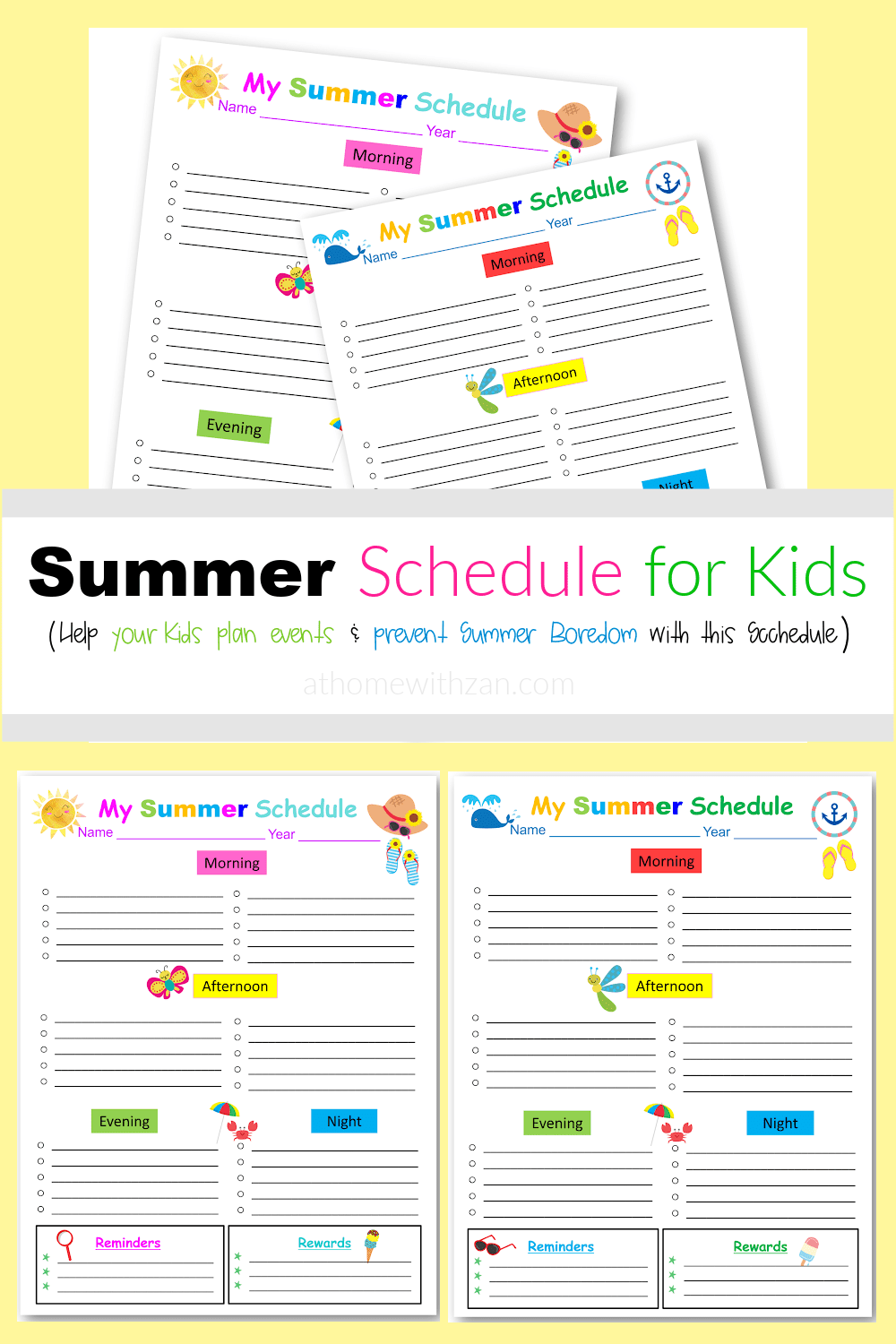 Summer Schedule Printable for Kids – AHWZ
