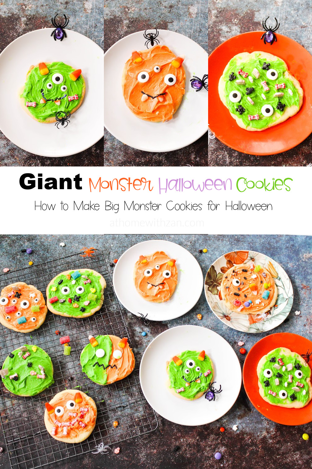 Giant Monster Halloween Cookies - Monster Cookie Recipe - Halloween ...