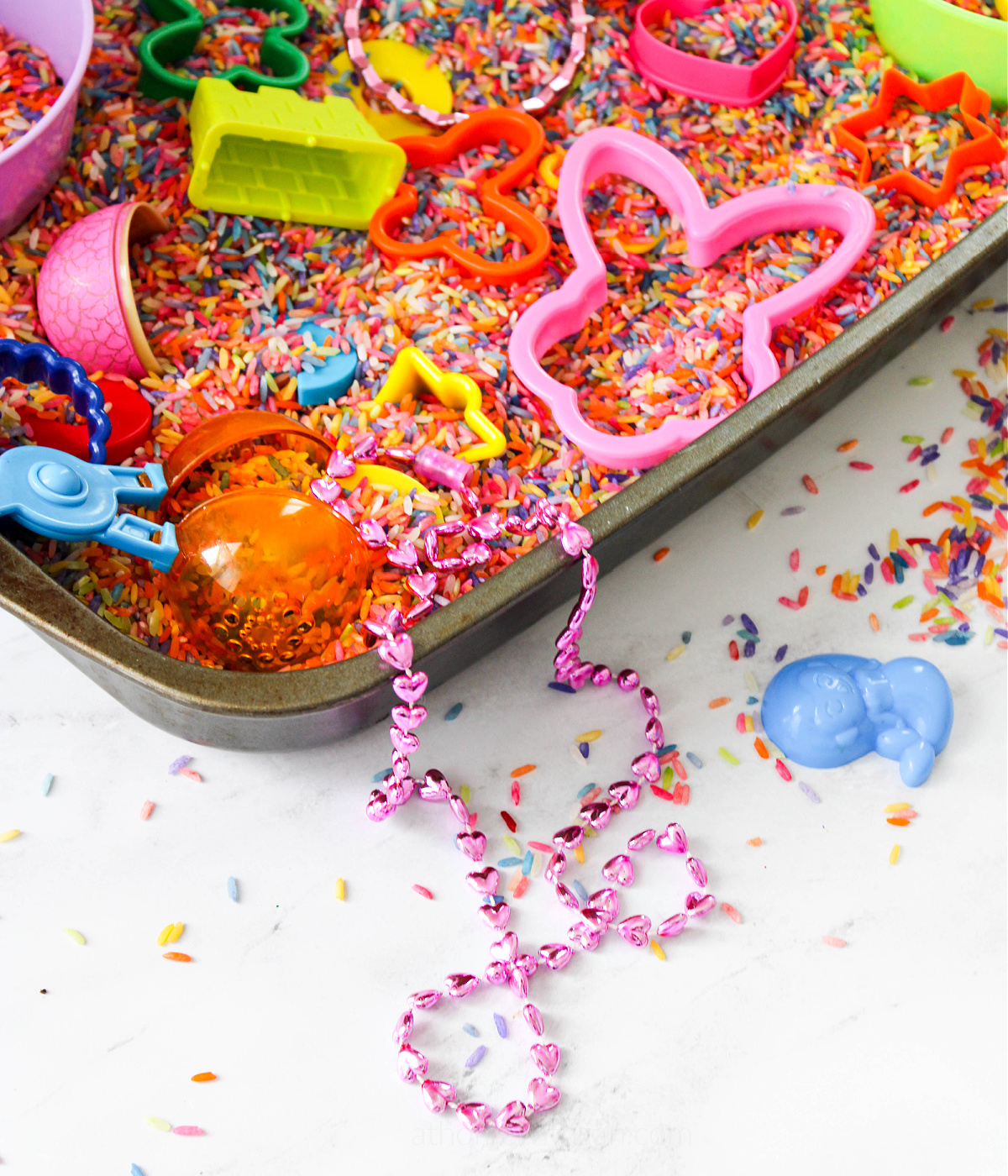 Rainbow Rice Bins - How to Make Colored Rice - How to Dye Rice ...