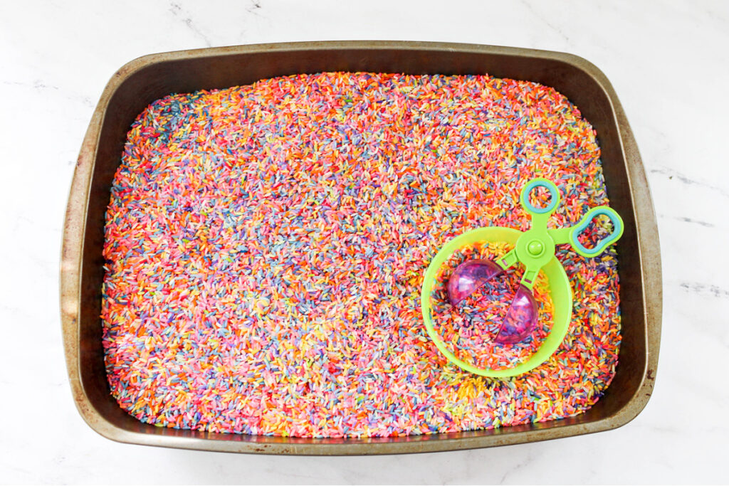 Sensory Rice Bin - How to Make Colored Rice – AHWZ